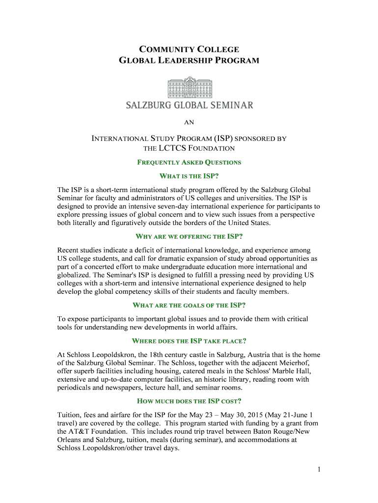 Fillable Online Salzburg Informational and Application Packet - Sowela ...