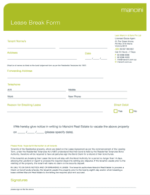 Fillable Online Lease Break Form - Mancini Real Estate Fax Email Print ...