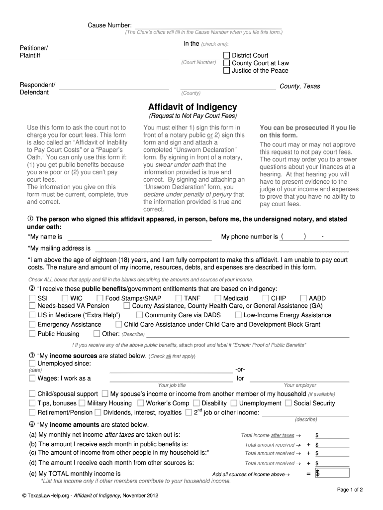 Fillable Online (The Clerks office will fill in the Cause Number when ...