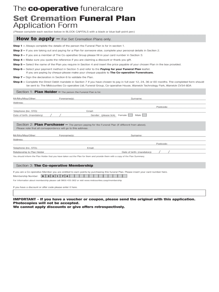 Fillable Online Set Cremation Funeral Plan Fax Email Print - pdfFiller