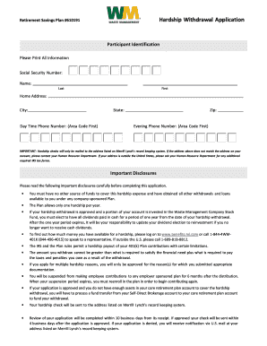 Fillable Online Hardship Withdrawal Application - Merrill Lynch Fax Email Print - pdfFiller