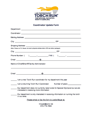 Fillable Online Coordinator Update Form Fax Email Print - pdfFiller