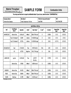 Fillable Online Material Throughput SAMPLE FORM Combustion Units TCEQ ...