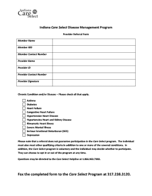 Fillable Online Provider Referral Form - Indiana Medicaid Provider Fax ...