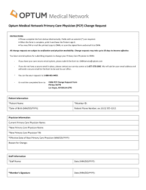 Fillable Online (PCP) Change Request Fax Email Print - pdfFiller