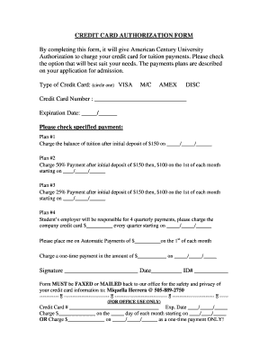 Fillable Online CC Authorization Form ACU.doc Fax Email Print - pdfFiller