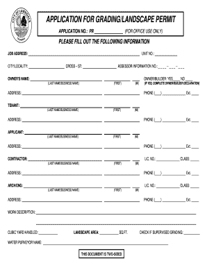Fillable Online application for grading/landscape permit - City of ...