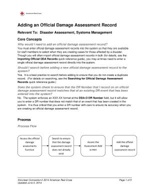 Fillable Online Adding an Official Damage Assessment Record ...