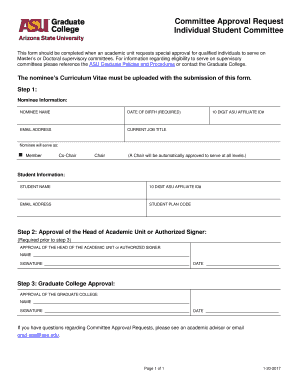 Fillable Online graduate asu Individual Student Committee Fax Email Print - pdfFiller