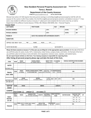 Fillable Online Personal Property Assessment List - Jefferson County ...