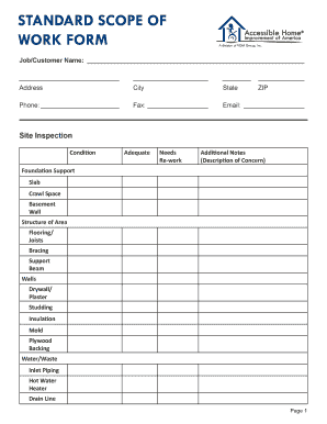 Fillable Online standard scope of work form - Live At Home Pro Fax ...