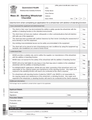 Fillable Online MASS28 - Standing Wheelchair Checklist. Checklist for ...