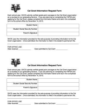 Fillable Online Cal Grant Information Request Form Fax Email Print ...