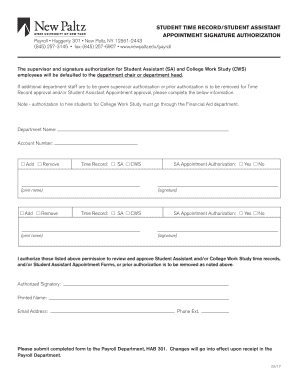 Fillable Online Signature Authorization form - SUNY New Paltz Fax Email ...