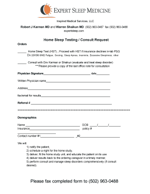 Fillable Online Home Testing Request - Google Docs - Expert Sleep Fax ...