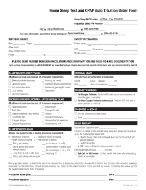Fillable Online Home Sleep Test and CPAP Auto Titration Order Form ...