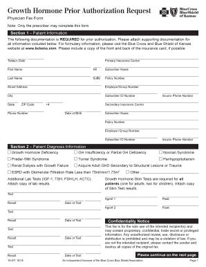 Fillable Online Growth Hormone Prior Authorization Request Physician ...