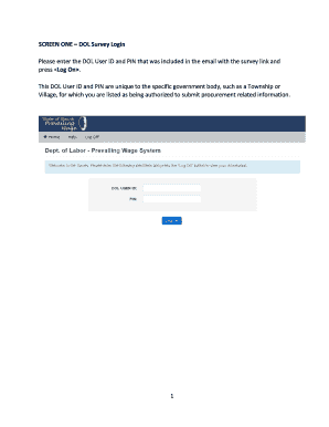 Fillable Online SCREEN ONE DOL Survey Login Fax Email Print - pdfFiller