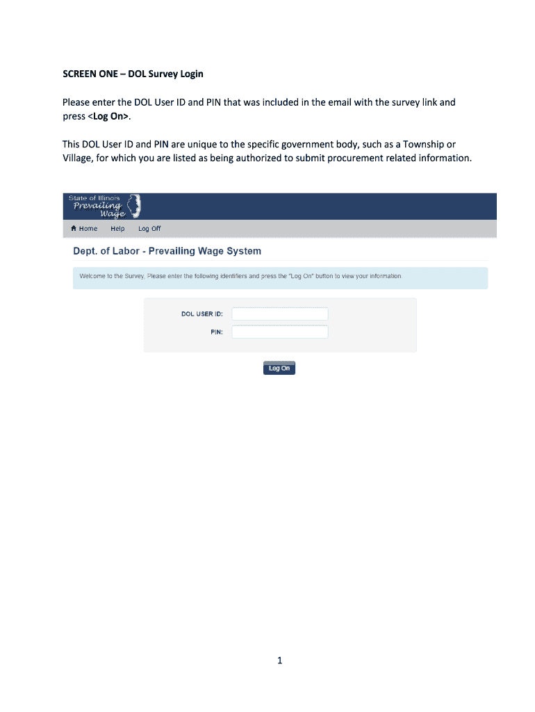 Fillable Online SCREEN ONE DOL Survey Login Fax Email Print - pdfFiller