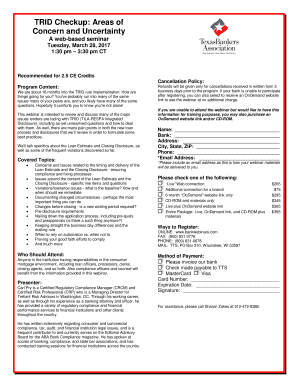 Fillable Online TRID Checkup: Areas of Concern and Uncertainty - Texas ...