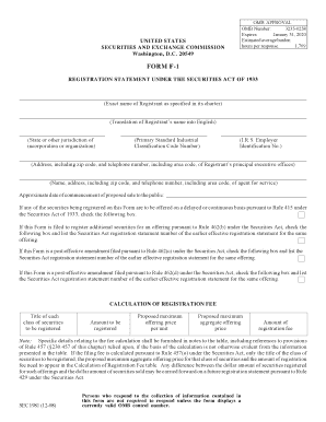 Fillable Online Form F-1 - SEC.gov Fax Email Print - pdfFiller