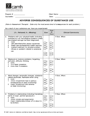 Fillable Online Adverse Consequences of Substance Abuse Questionnaire ...
