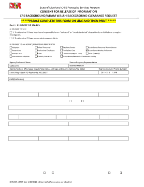 Fillable Online consent for release of information cps background/adam ... - Calleva Fax Email ...
