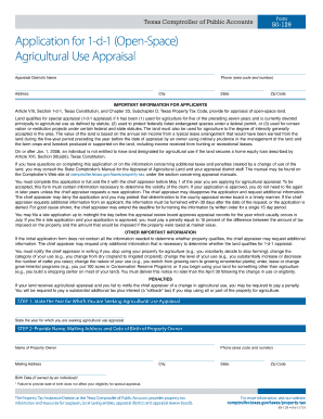 Fillable Online (Open-Space) Agricultural Use Appraisal - Texas ...