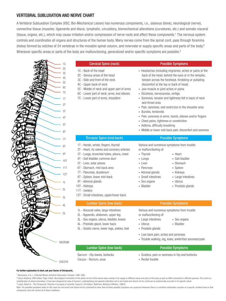 Fillable Online VERTEBRAL SUBLUXATION AND NERVE CHART Fax Email Print ...