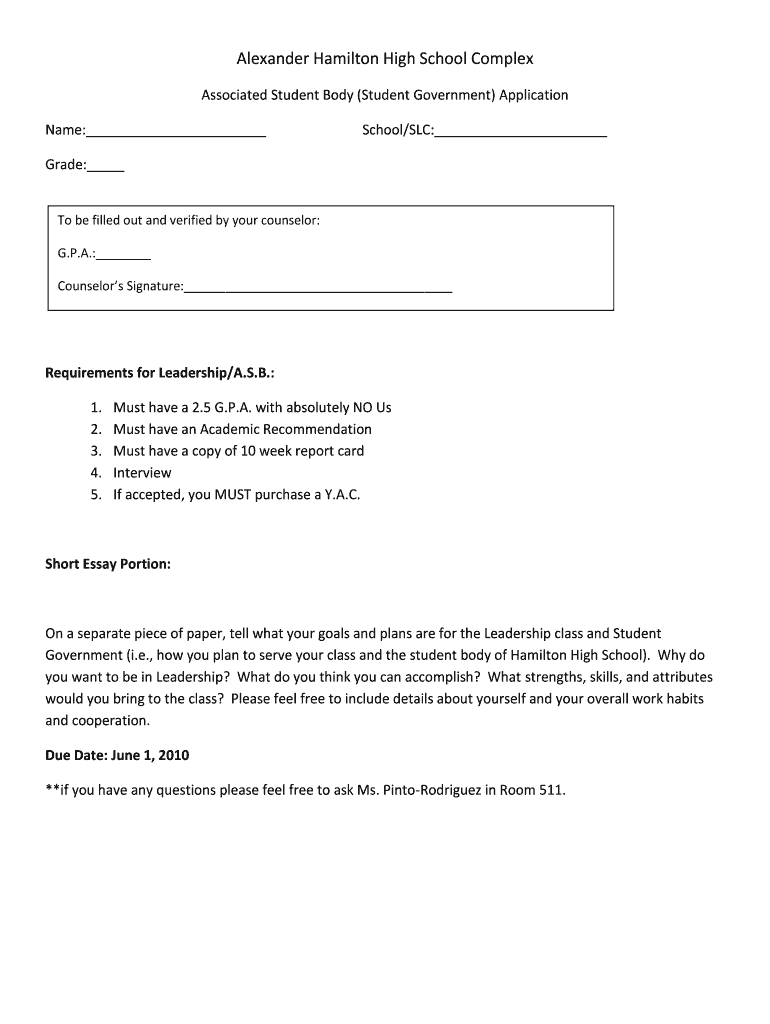 Fillable Online Alexander Hamilton High School Complex Fax Email Print - pdfFiller
