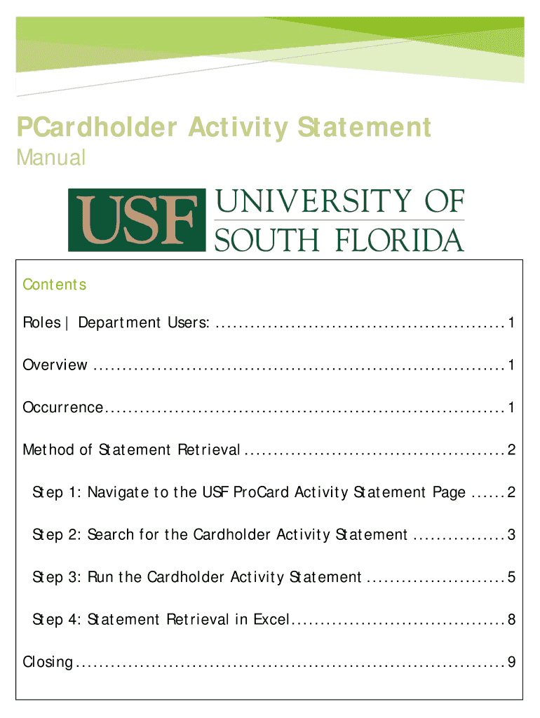 Fillable Online PCardholder Activity Statement Fax Email Print - pdfFiller