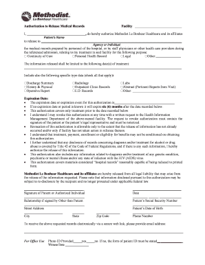 Fillable Online Authorization to Release Medical Records Form ...