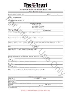 Fillable Online General Liability Loss Report form (Trust) Fax Email ...