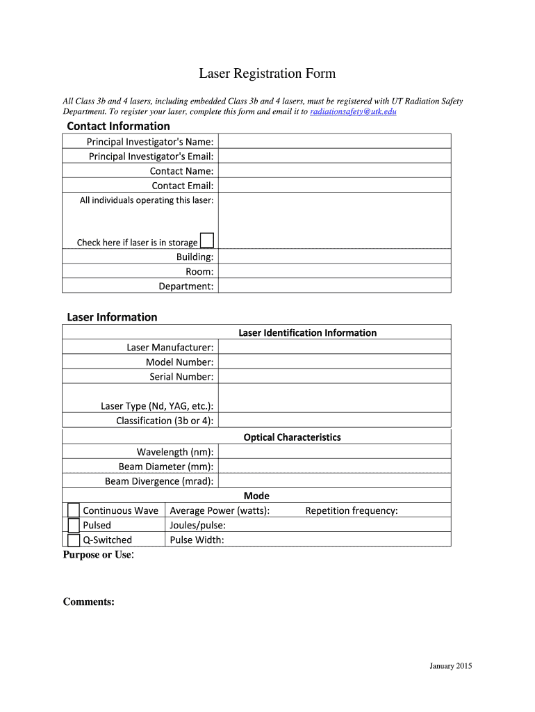 Fillable Online Laser Registration Form Rev 2 - Radiation Safety ...