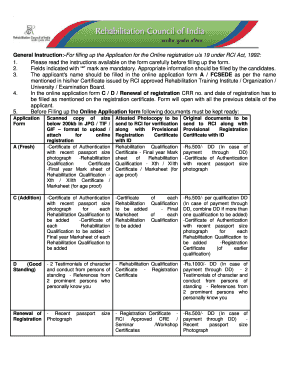 Fillable Online General Instruction:-For filling up the Application for ...