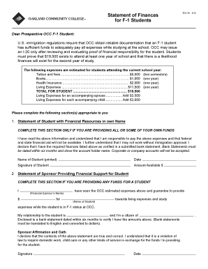 Fillable Online Statement of Finances for F-1 Students. Statement of ...