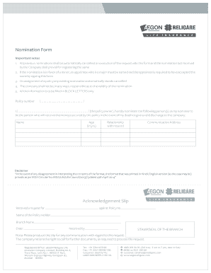 Fillable Online policy endorsement form - Aegon Life Fax Email Print ...