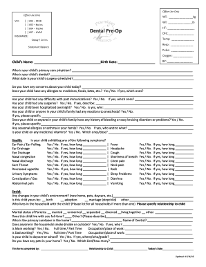 Fillable Online Dental Pre-Op - Ptarmigan Pediatrics Fax Email Print ...