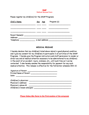 Fillable Online Sports Clinic Medical Release Form Fax Email Print ...