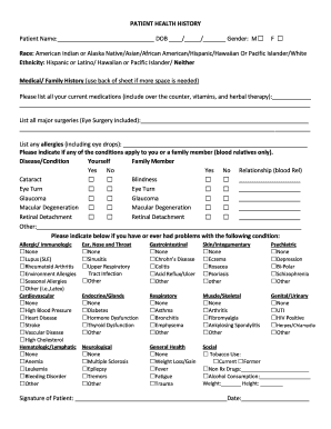 Fillable Online PATIENT HEALTH HISTORY Patient Name - The Vision Center Fax Email Print - pdfFiller