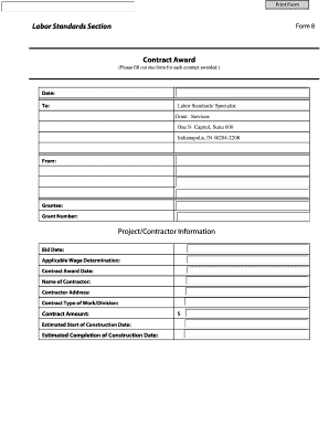 Fillable Online Labor Standards Section Contract Award Project ...