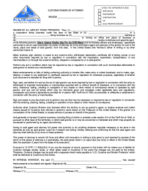 Fillable Online customs power of attorney irs/ss Fax Email Print ...