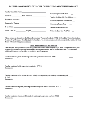 Fillable Online Observation of Classroom Performance Fax Email Print - pdfFiller