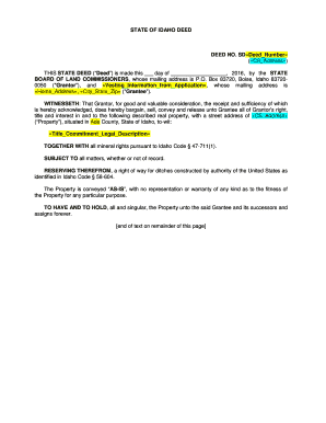 Fillable Online THIS STATE DEED ( Deed ) Fax Email Print - pdfFiller