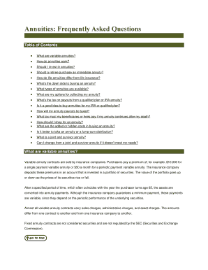 Fillable Online Annuities: Frequently Asked Questions Fax Email Print ...