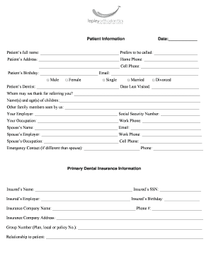 Fillable Online patient info form adult.docx Fax Email Print - pdfFiller