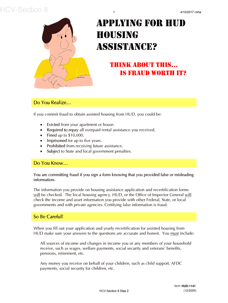 Fillable Online If you commit fraud to obtain assisted housing from HUD ...