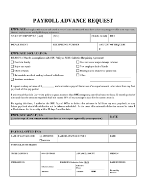 Fillable Online inside sou PAYROLL ADVANCE REQUEST Fax Email Print ...