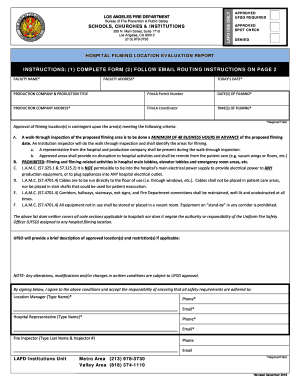 Fillable Online Hospital Filming Location Evaluation Report - Film LA ...