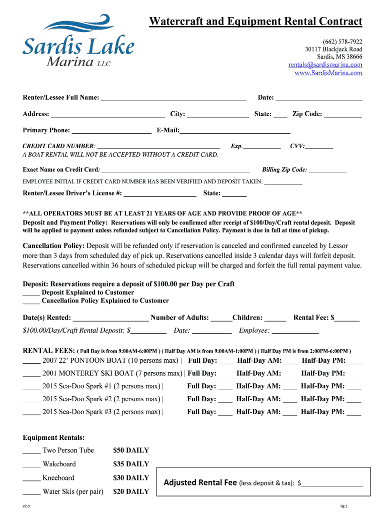Fillable Online Boat Rental Agreement.docx Fax Email Print - pdfFiller